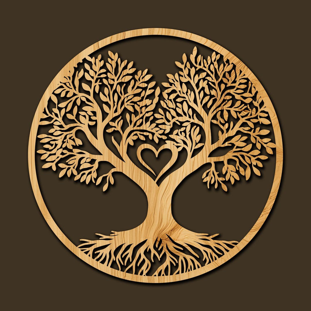 Heart Tree Laser Cut SVG, PNG, Ornaments, Coasters, Frame Decor, Vector ...