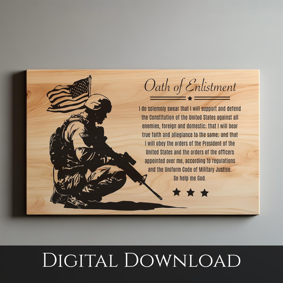 Oath of Enlistment Laser Engrave SVG, PNG, Armed Forces Svg, Lightburn ...