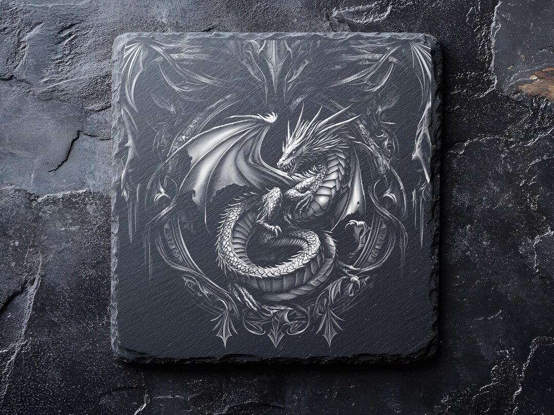 Gothic Dragon PNG Slate Coaster Engraving, Goth Png Slate Board ...