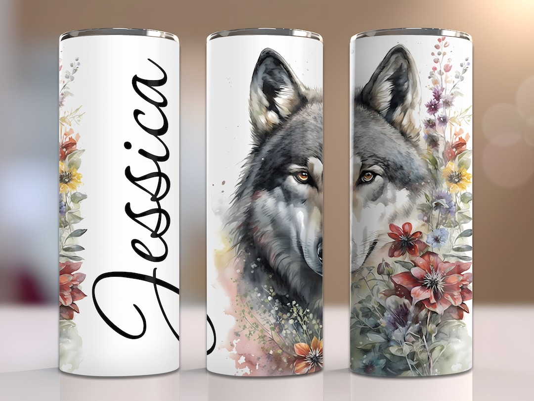 Add Your Own Text Seamless Wolf Tumbler Wrap. 20oz Skinny Tumbler ...