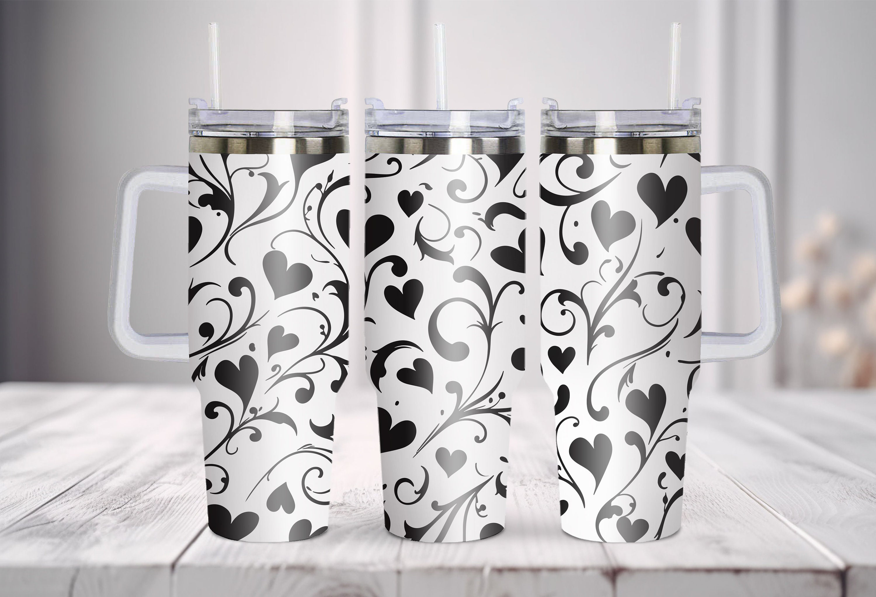 Floral Hearts Tumbler Laser Svg, 40oz Tumbler Full Wrap Laser Svg ...