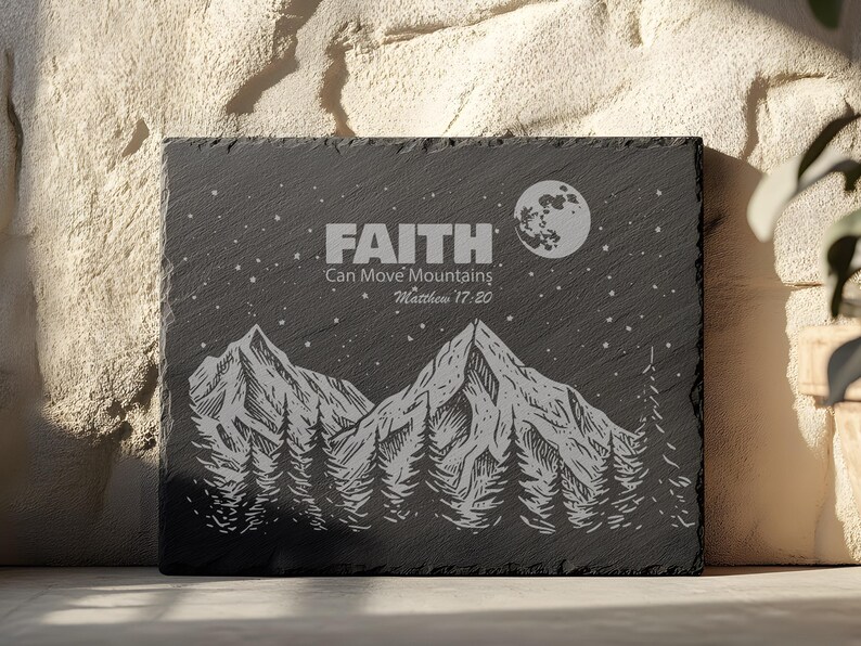 Faith Slate Engraving SVG, PNG, Religious Cutting Board Laser Engraved ...