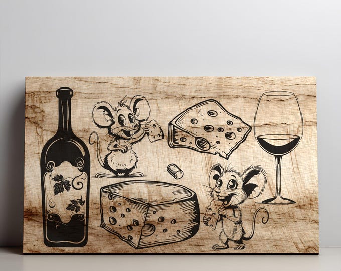 Bundle 4 Mouse Wine and Cheese Vector for Design on Wood, T-shirts ...