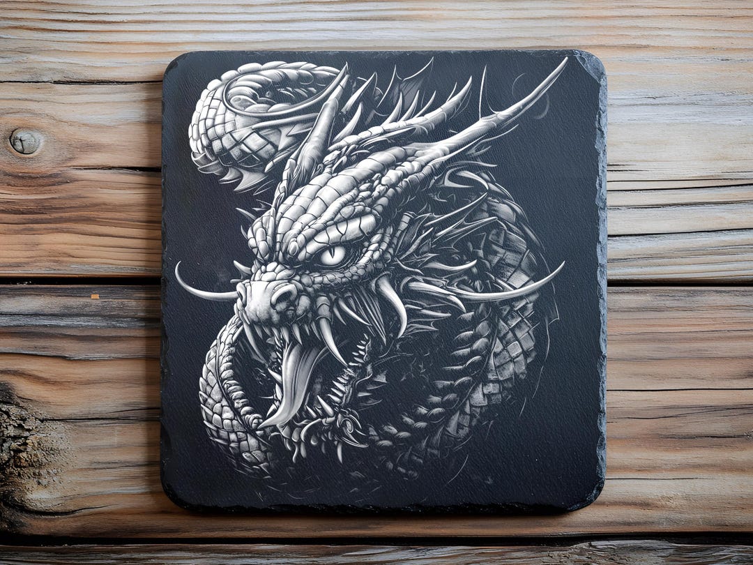 Goth Dragon PNG Slate Coaster Engraving, Goth Png Slate Board, Cutting ...