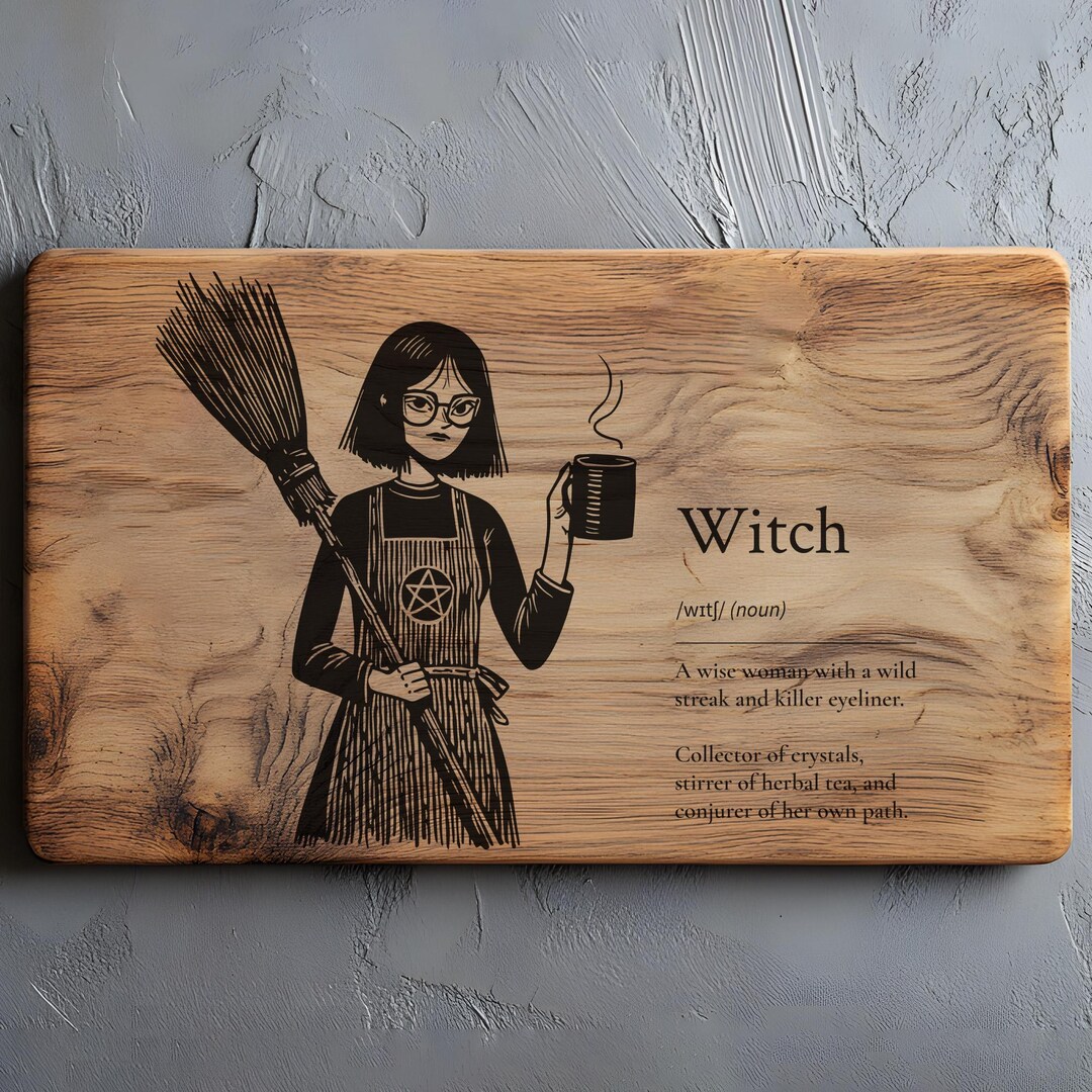 Young Witch Cutting Board, Witch Charcuterie, Laser Engrave SVG PNG ...