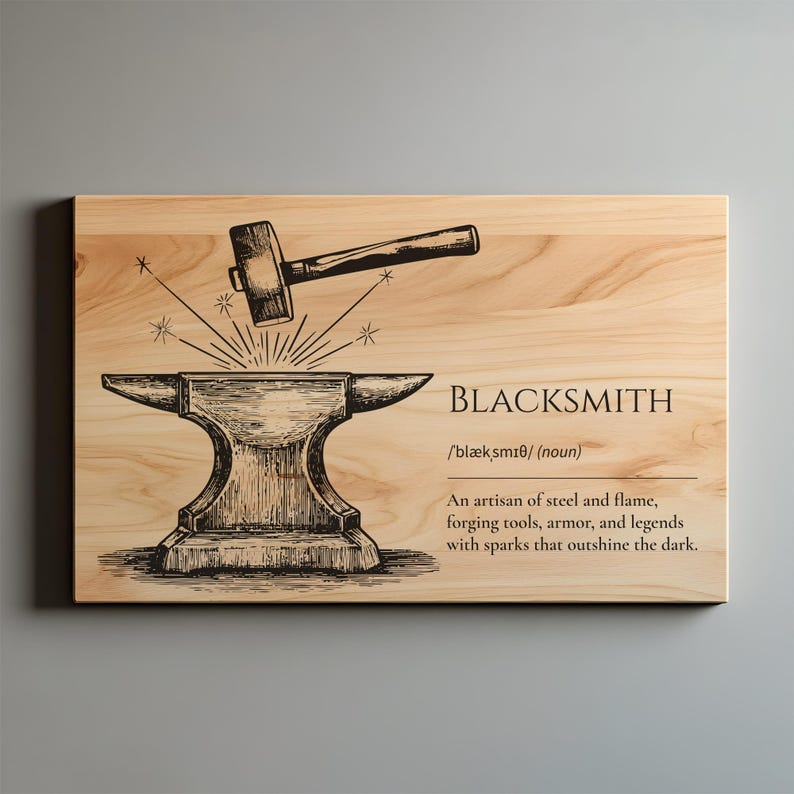 Blacksmith SVG, PNG, Definition Sign, Cutting Board Laser Engrave ...