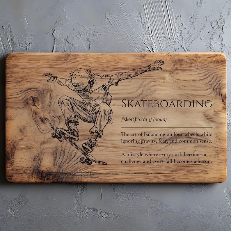 Skateboarding Definition SVG PNG, Lightburn Laser, Skateboarder Sign ...