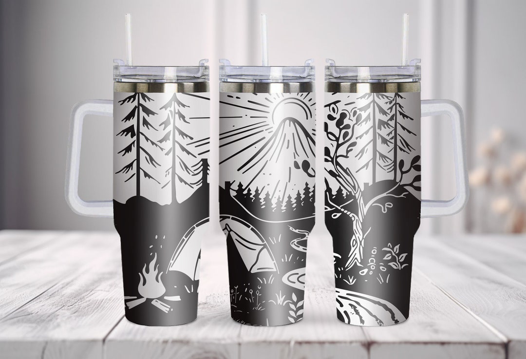 Camping Tumbler Wrap SVG. Laser Svg, 40oz Tumbler Full Wrap Laser Svg ...