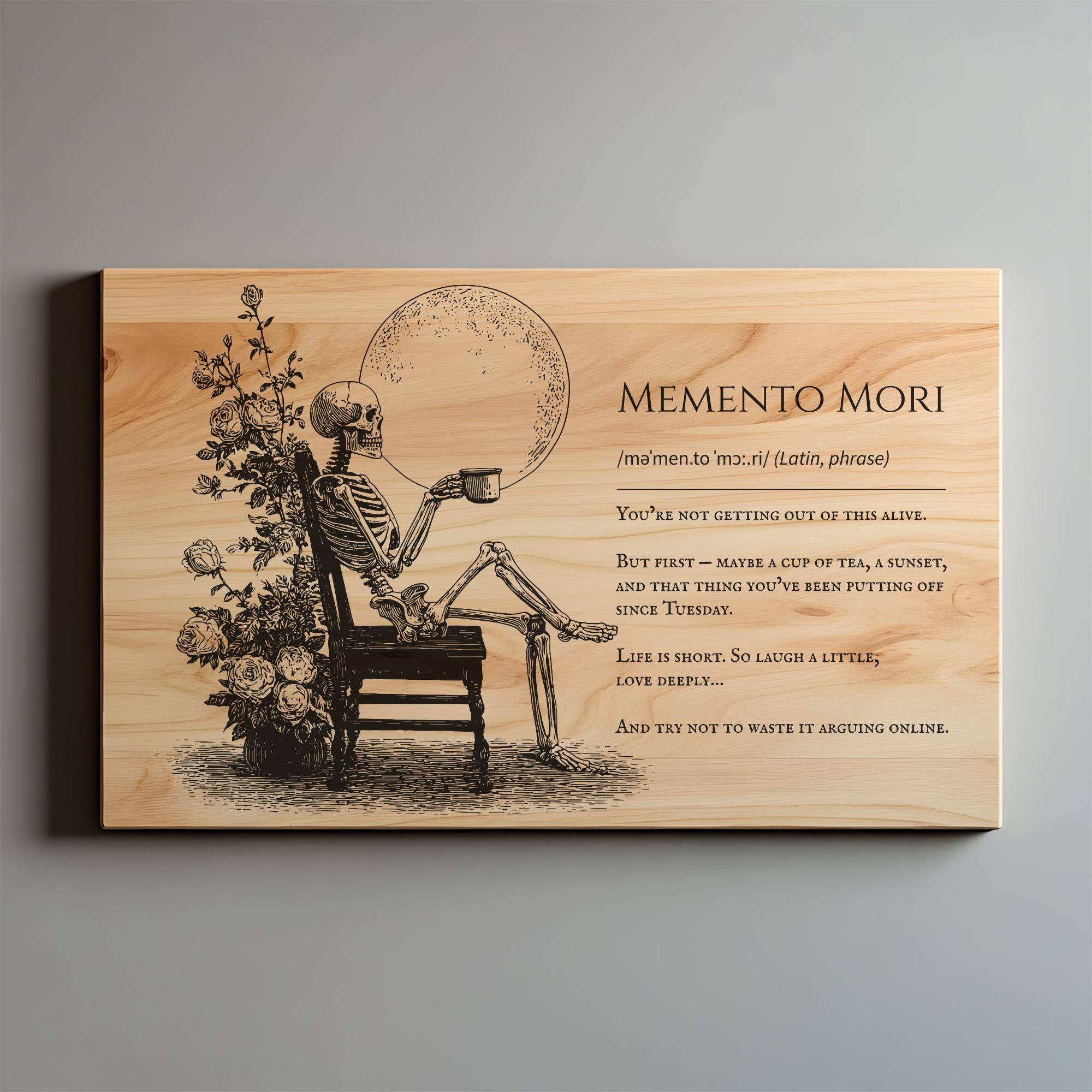 Memento Mori, Charcuterie, Cutting Board Laser Engrave SVG PNG ...