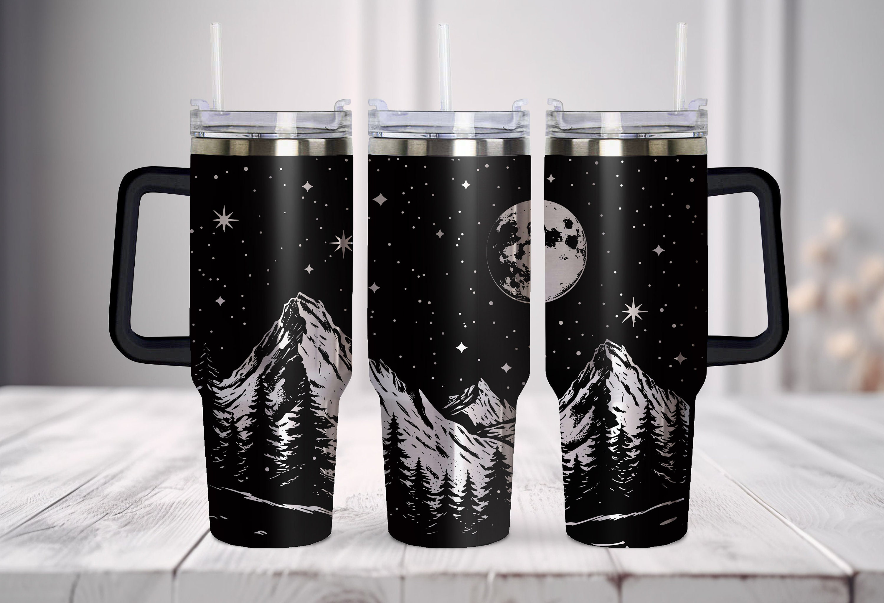 Mountain Tumbler Wrap SVG PNG | Night Sky Laser Engraving File | 40oz ...
