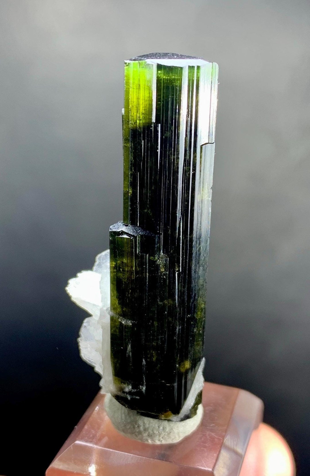 Natural Green Cap Tourmaline Crystal With Albite Specimen From Stak ...