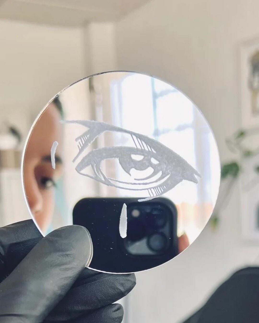 Engraved Eye Design Mirror – Round Bold Statement Wall Decor for ...
