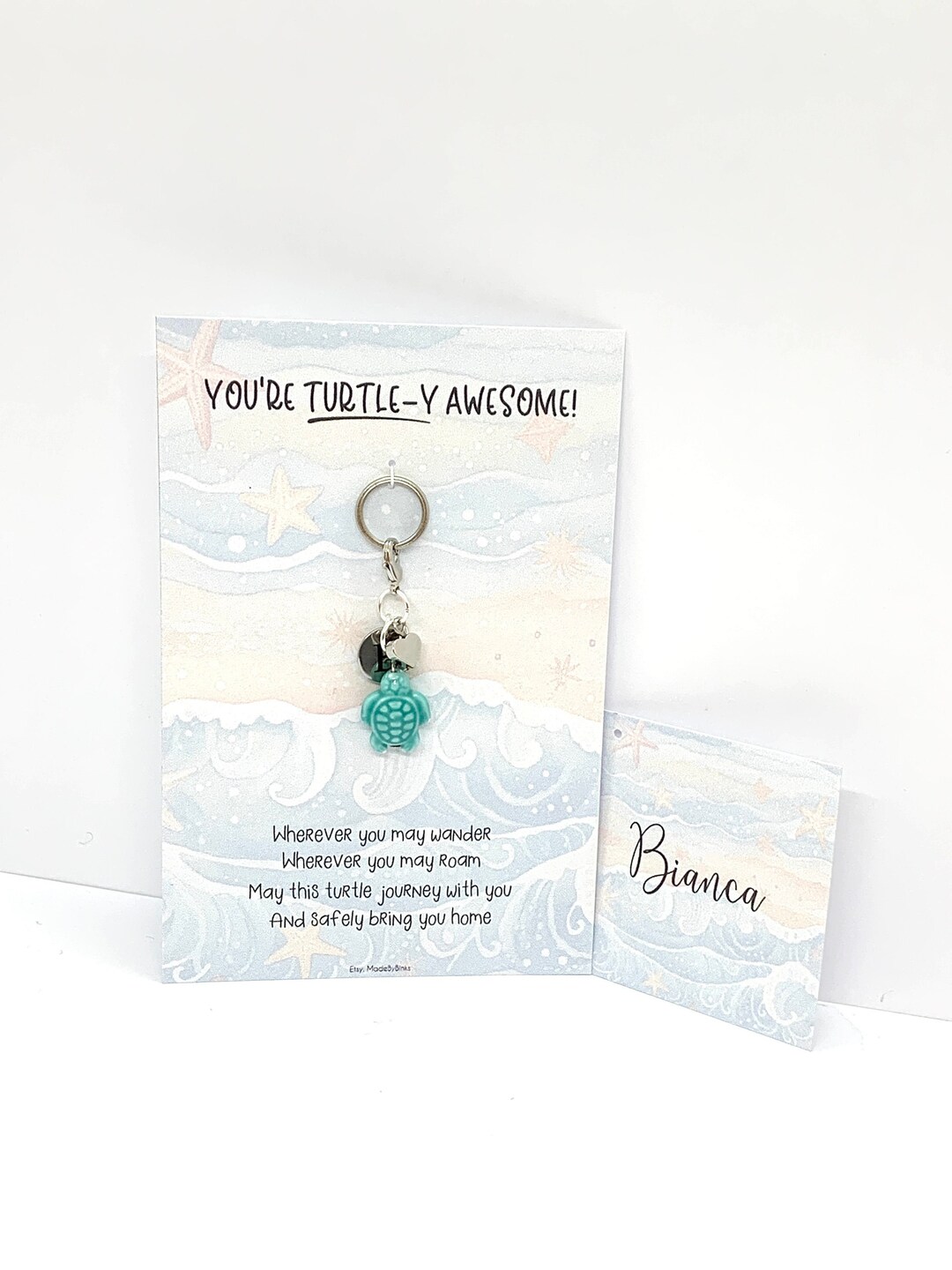 Good Luck Travel Turtle Keyring, Lucky Charm Leaving Gift Women ...