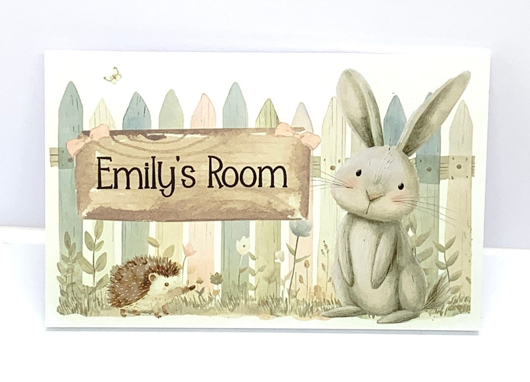 Personalised Animal Name Sign for Kids Room, Bunny Rabbit Nursery Sign ...
