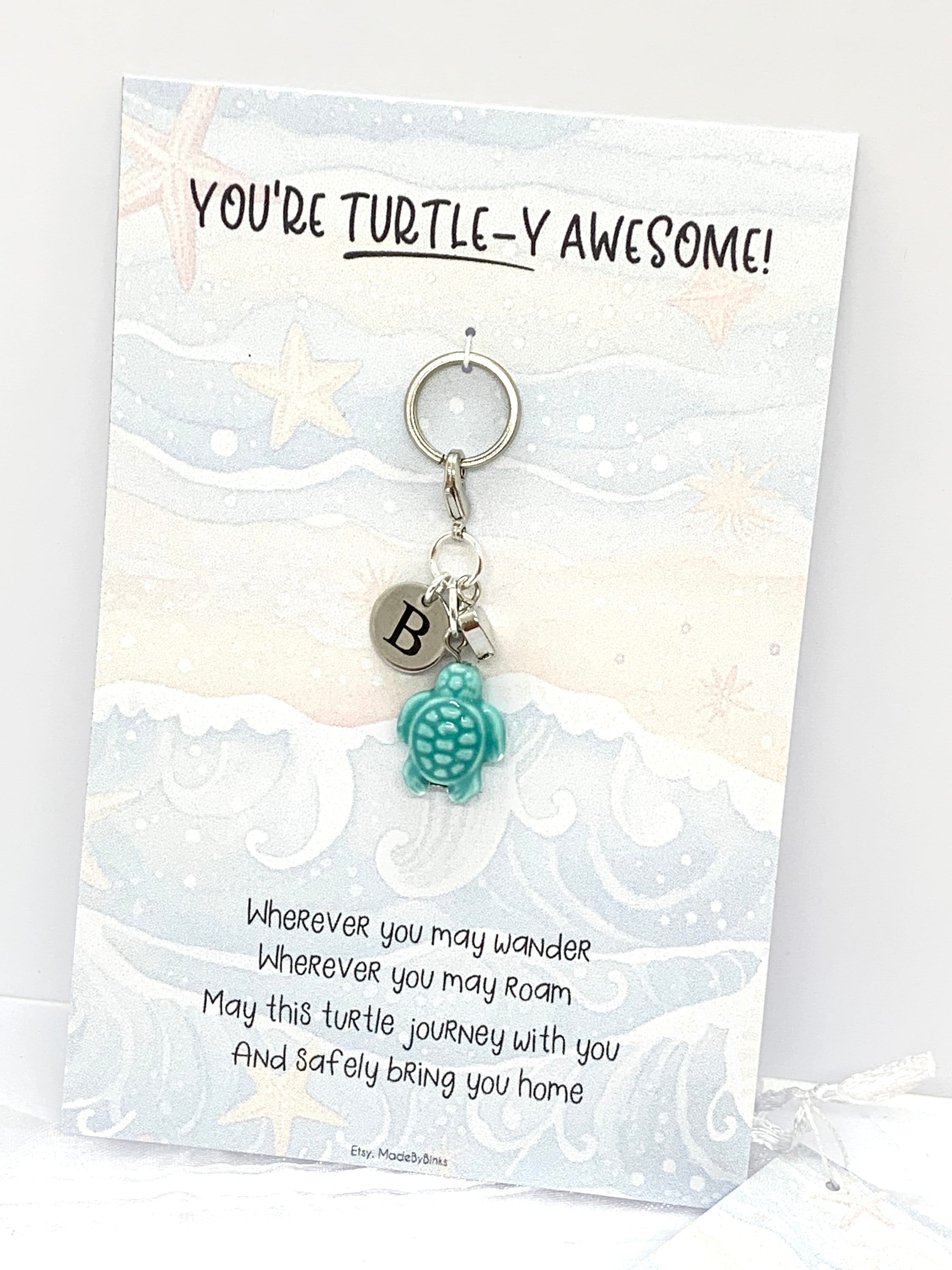 Good Luck Travel Turtle Keyring, Lucky Charm Leaving Gift Women ...