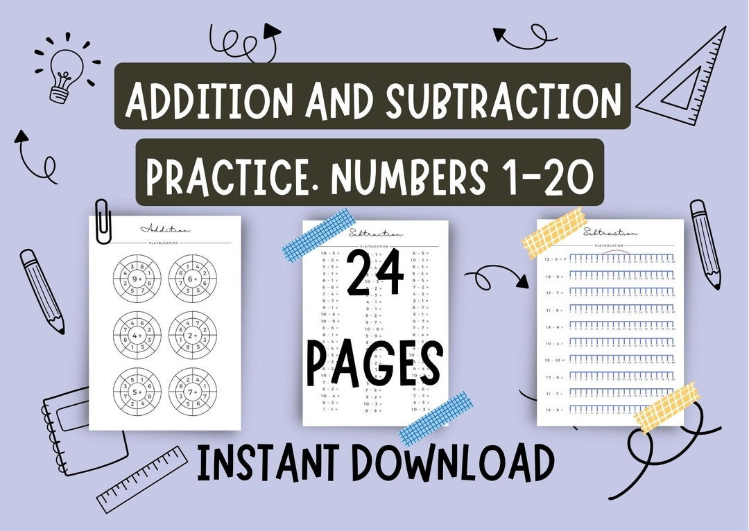Subtraction and Addition, Math Worksheets, Math, Practice Journal ...