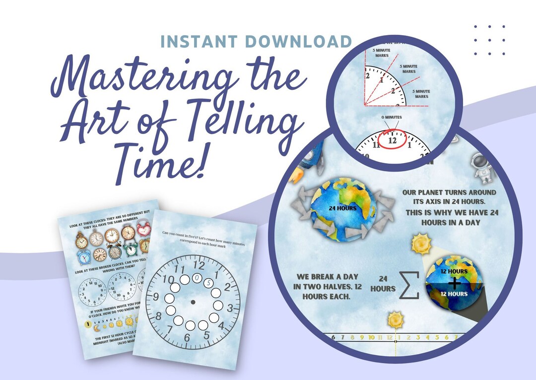 Telling Time, Learning Time, Homeschool, Printable Worksheets - Etsy