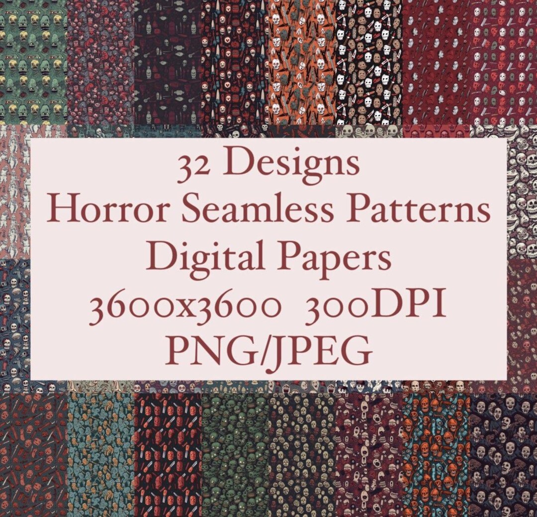 Horror Digital Papers | Seamless Pattern Pack | Printable Scrapbooking ...