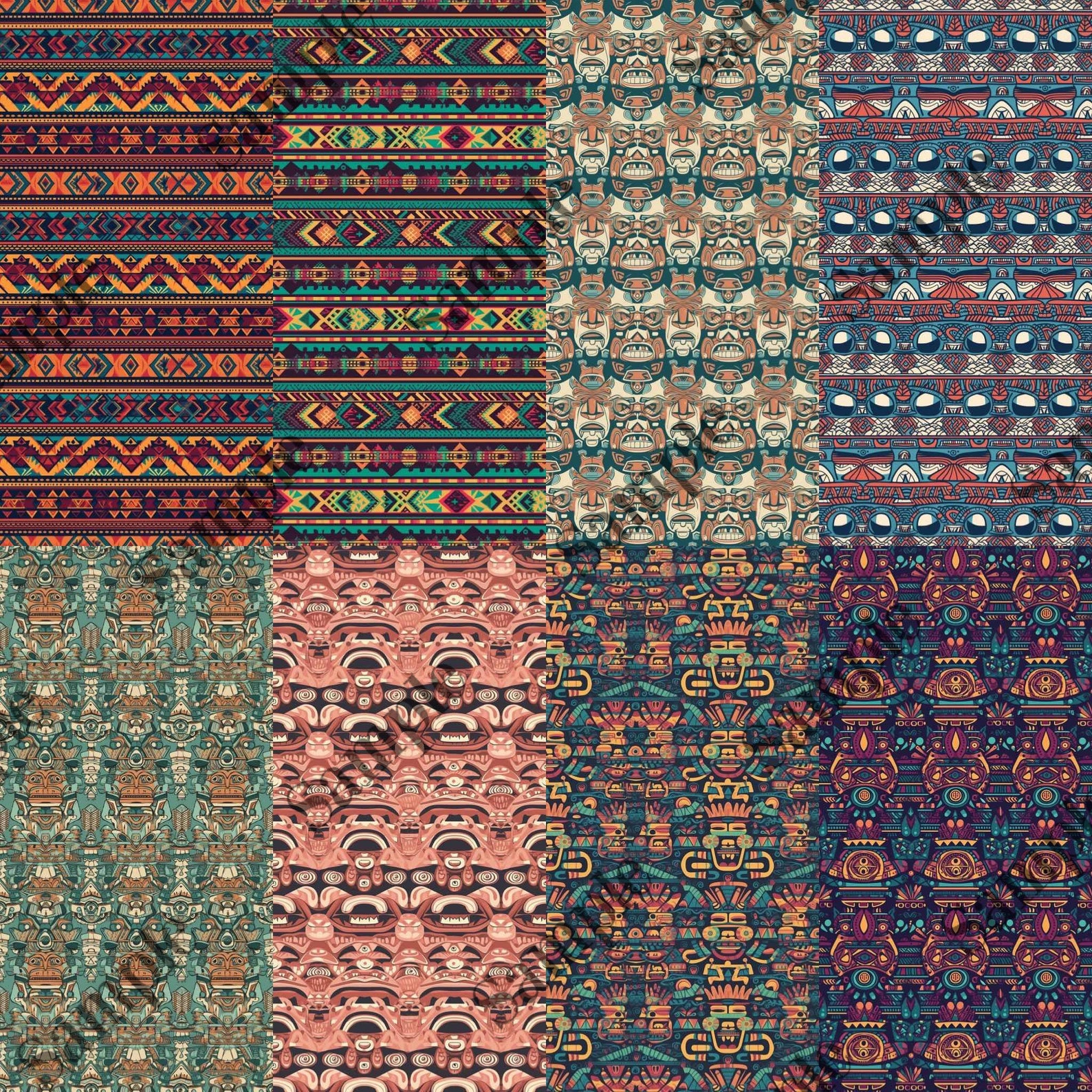 Aztec Digital Papers | Seamless Pattern Pack | Printable Scrapbooking ...
