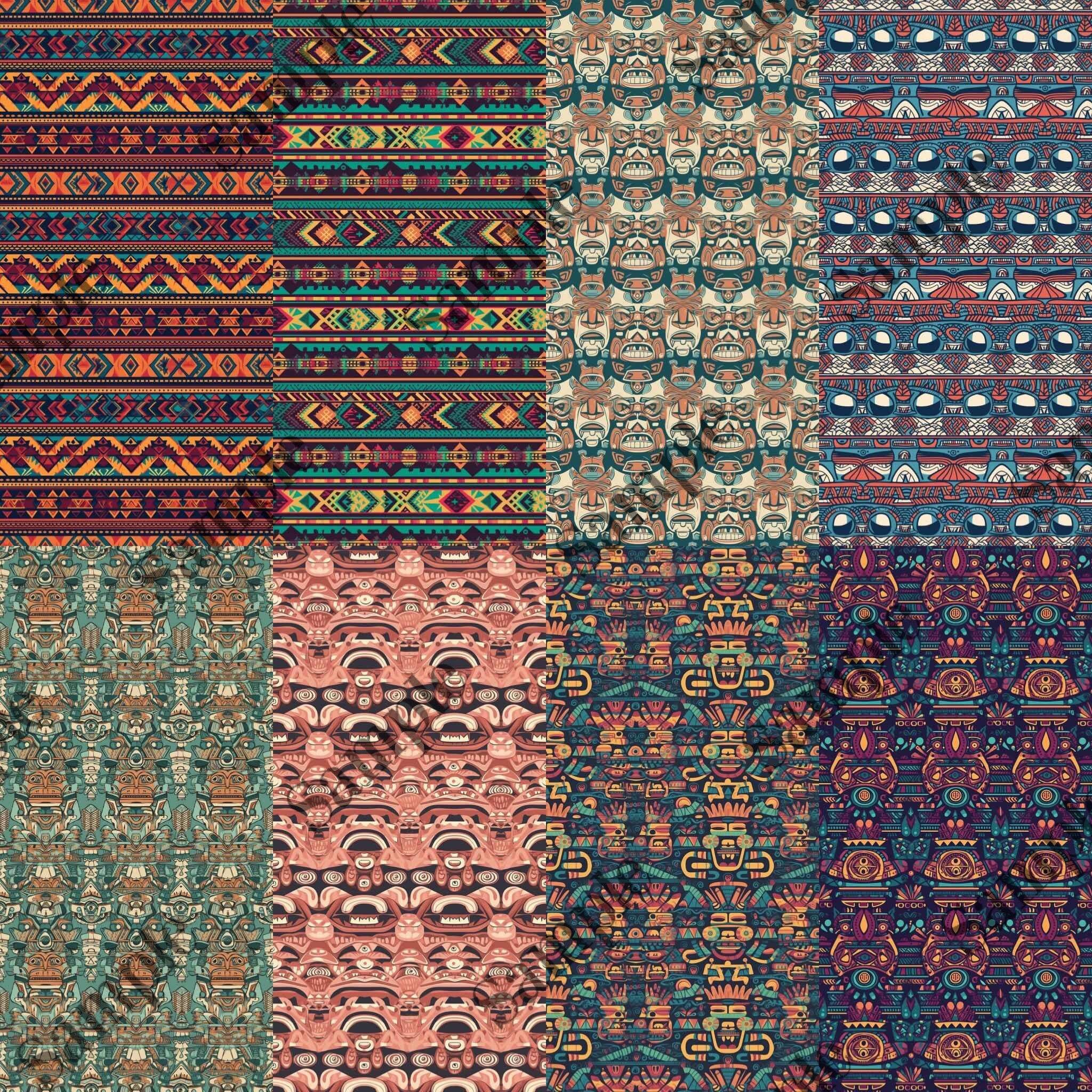 Aztec Digital Papers | Seamless Pattern Pack | Printable Scrapbooking ...