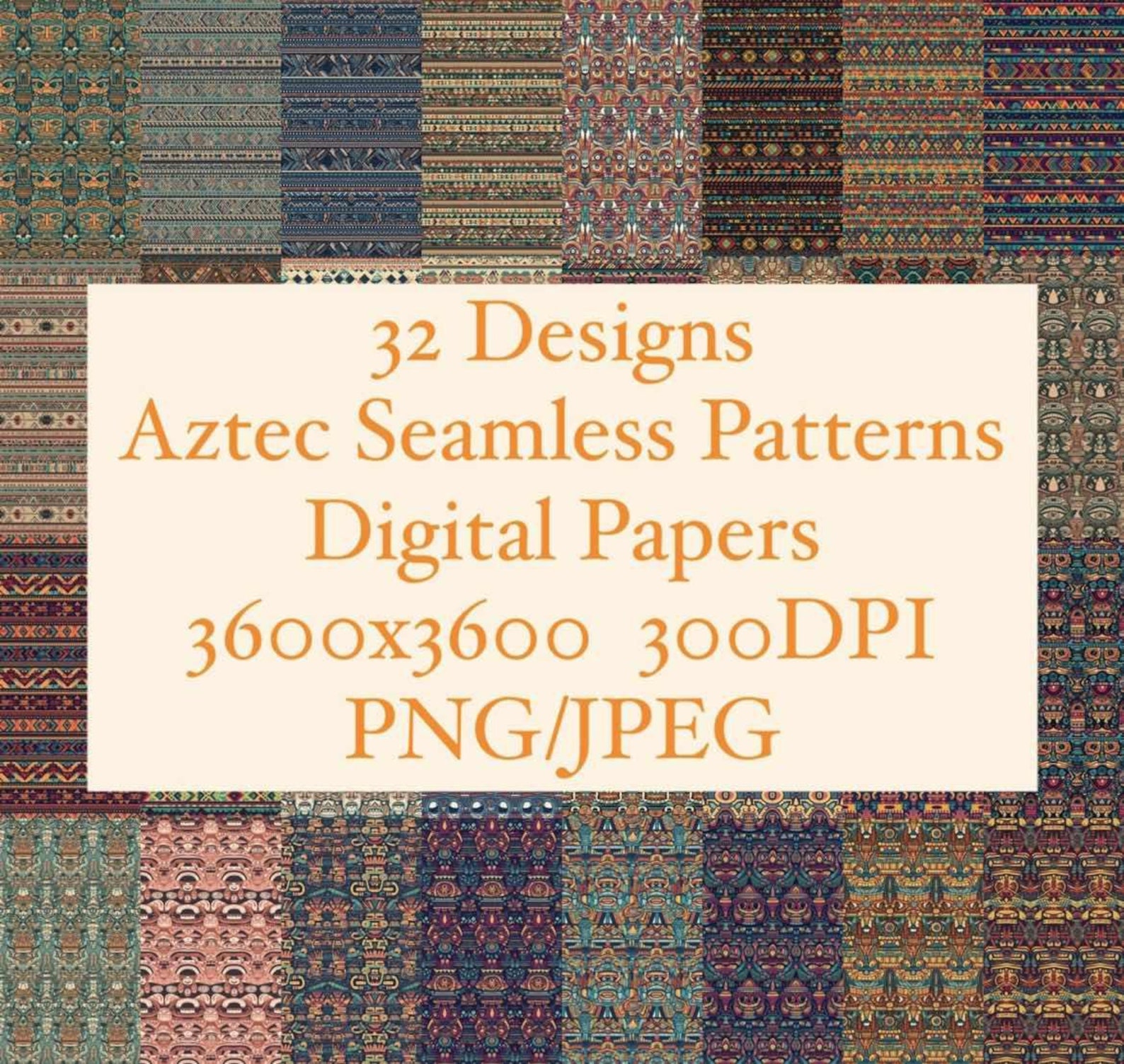 Aztec Digital Papers | Seamless Pattern Pack | Printable Scrapbooking ...