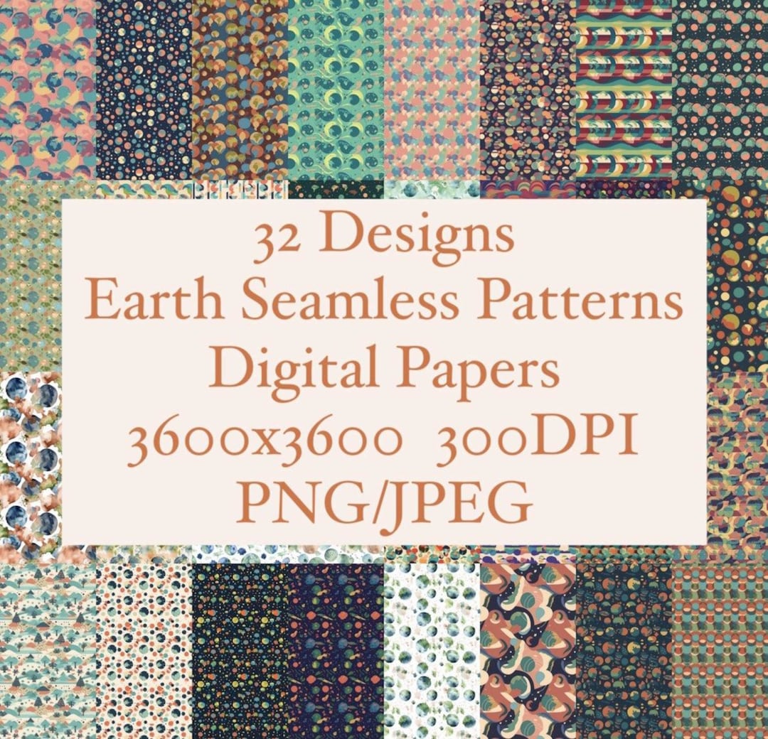 Earth Digital Papers | Seamless Pattern Pack | Printable Scrapbooking ...