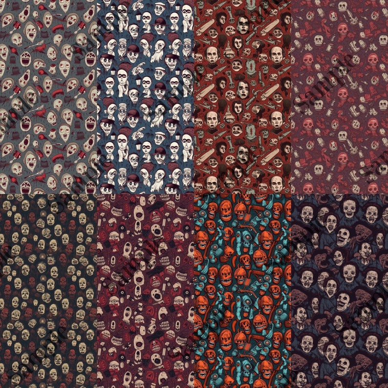 Horror Digital Papers | Seamless Pattern Pack | Printable Scrapbooking ...