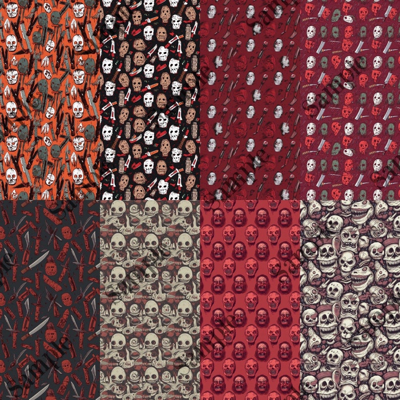 Horror Digital Papers | Seamless Pattern Pack | Printable Scrapbooking ...