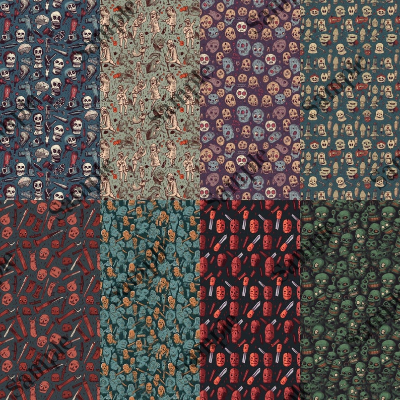 Horror Digital Papers | Seamless Pattern Pack | Printable Scrapbooking ...
