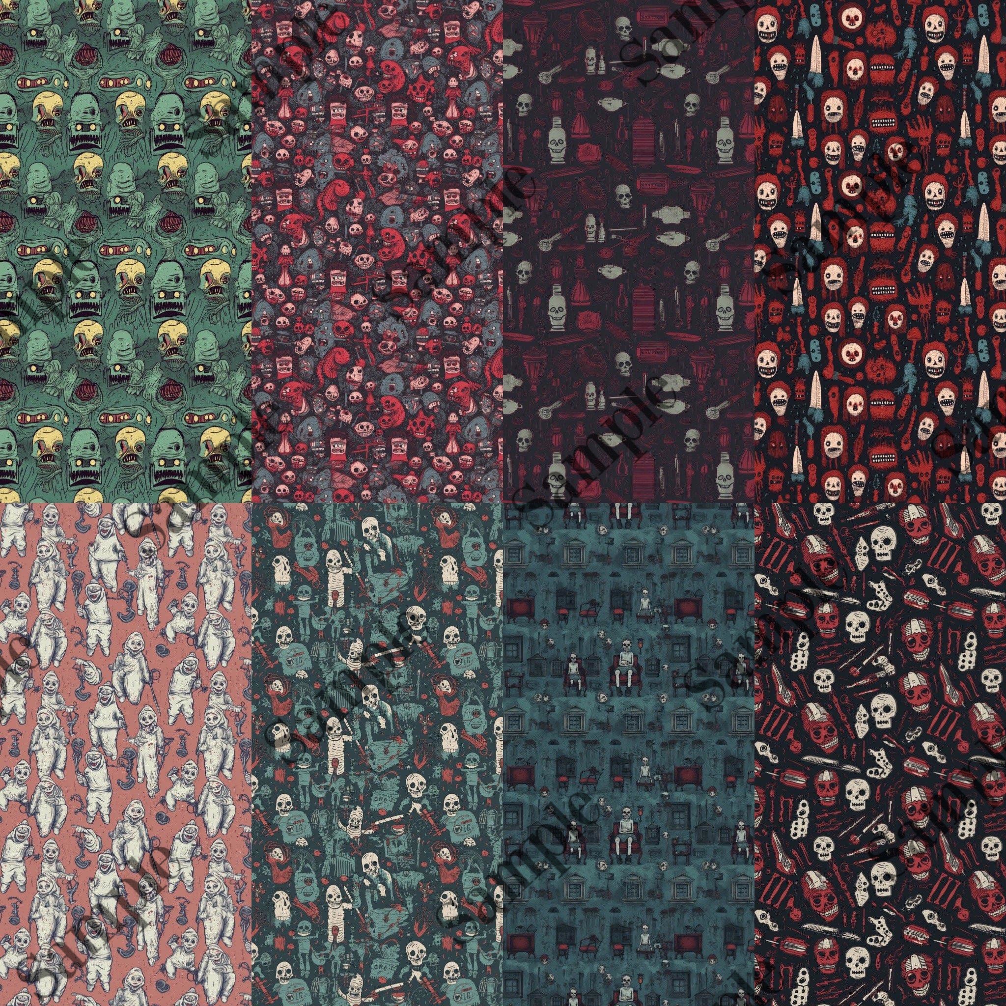 Horror Digital Papers | Seamless Pattern Pack | Printable Scrapbooking ...