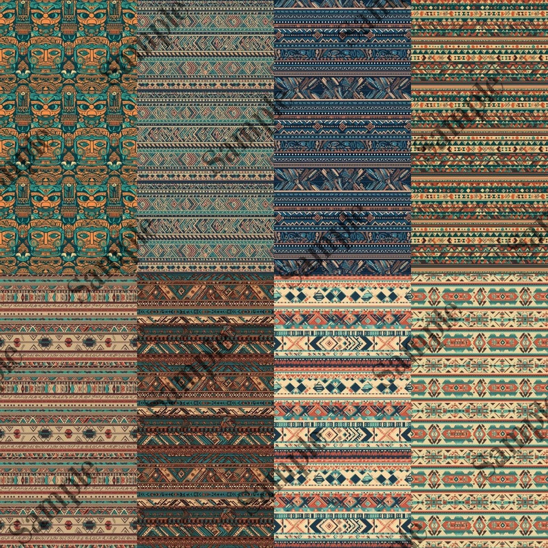 Aztec Digital Papers | Seamless Pattern Pack | Printable Scrapbooking ...