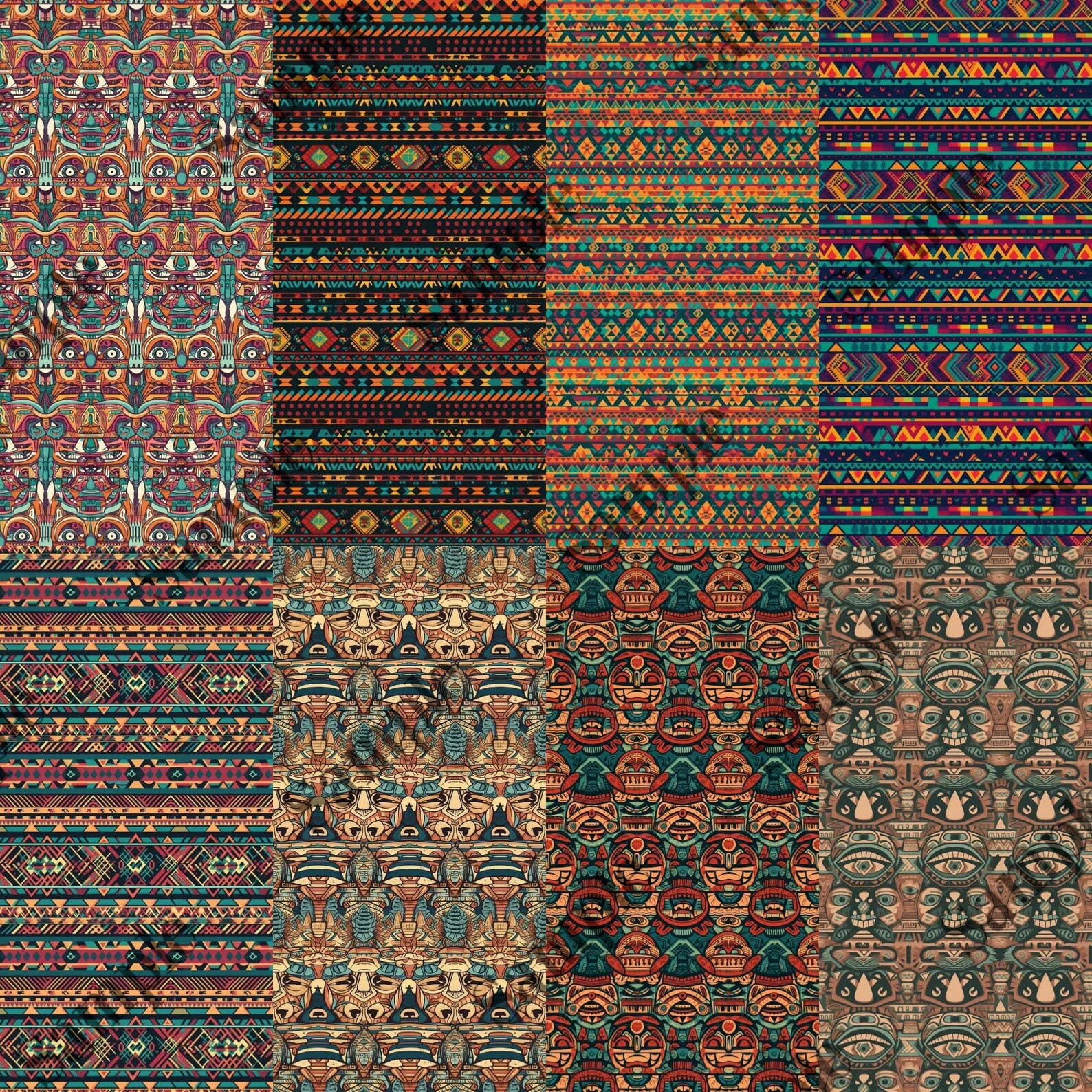 Aztec Digital Papers | Seamless Pattern Pack | Printable Scrapbooking ...