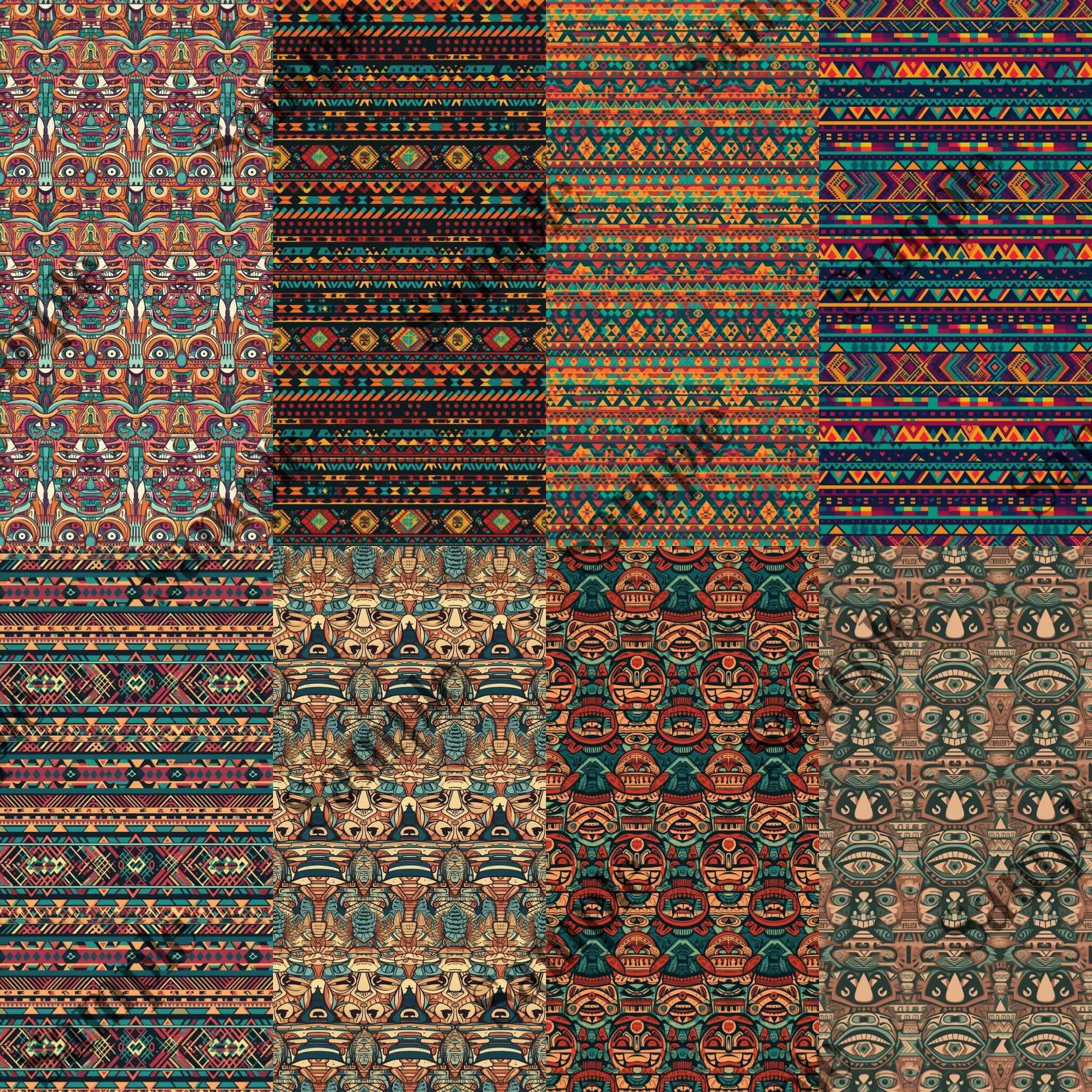 Aztec Digital Papers | Seamless Pattern Pack | Printable Scrapbooking ...