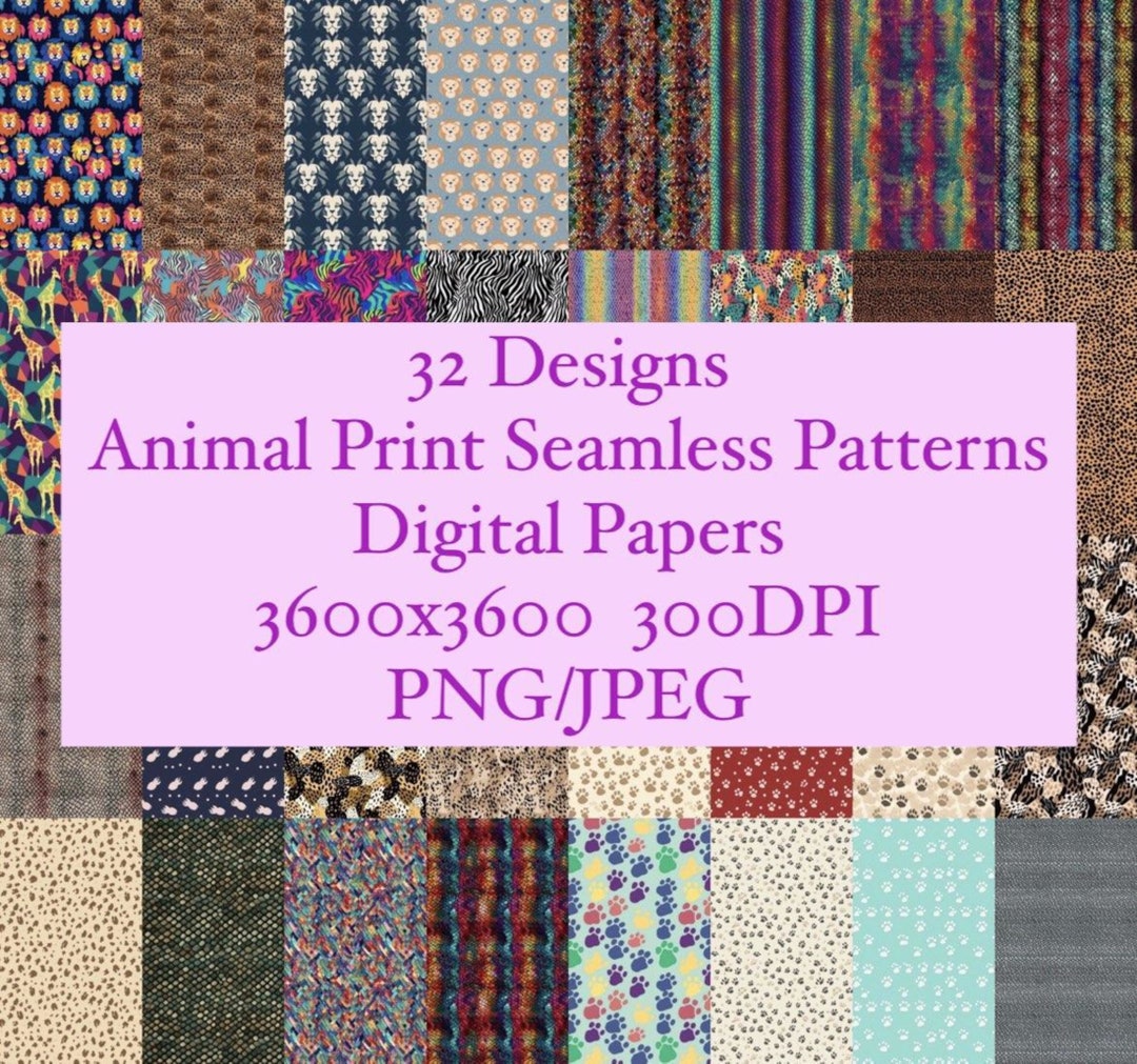 Animal Print Digital Papers | Seamless Pattern Pack | Printable ...