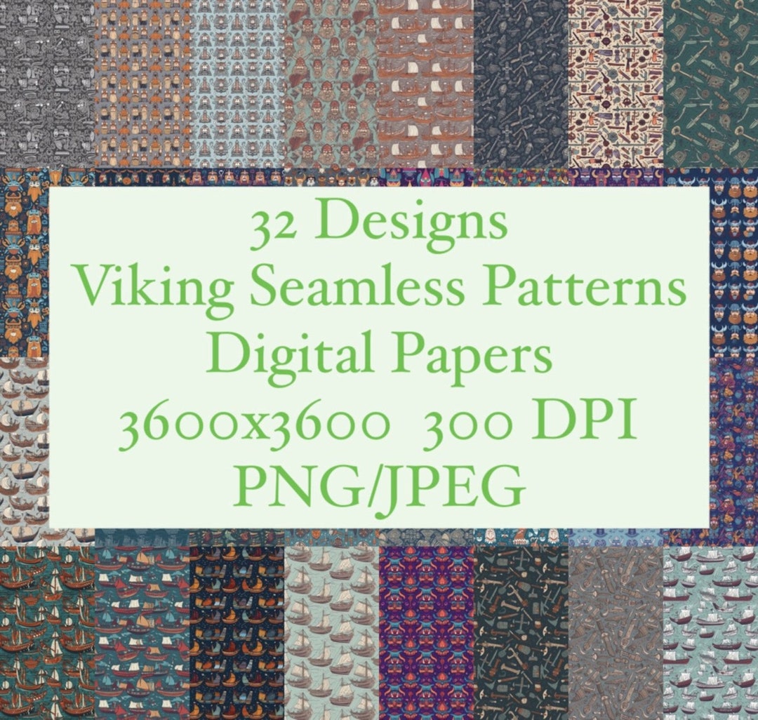 Viking Digital Papers | Seamless Pattern Pack | Printable Scrapbooking ...
