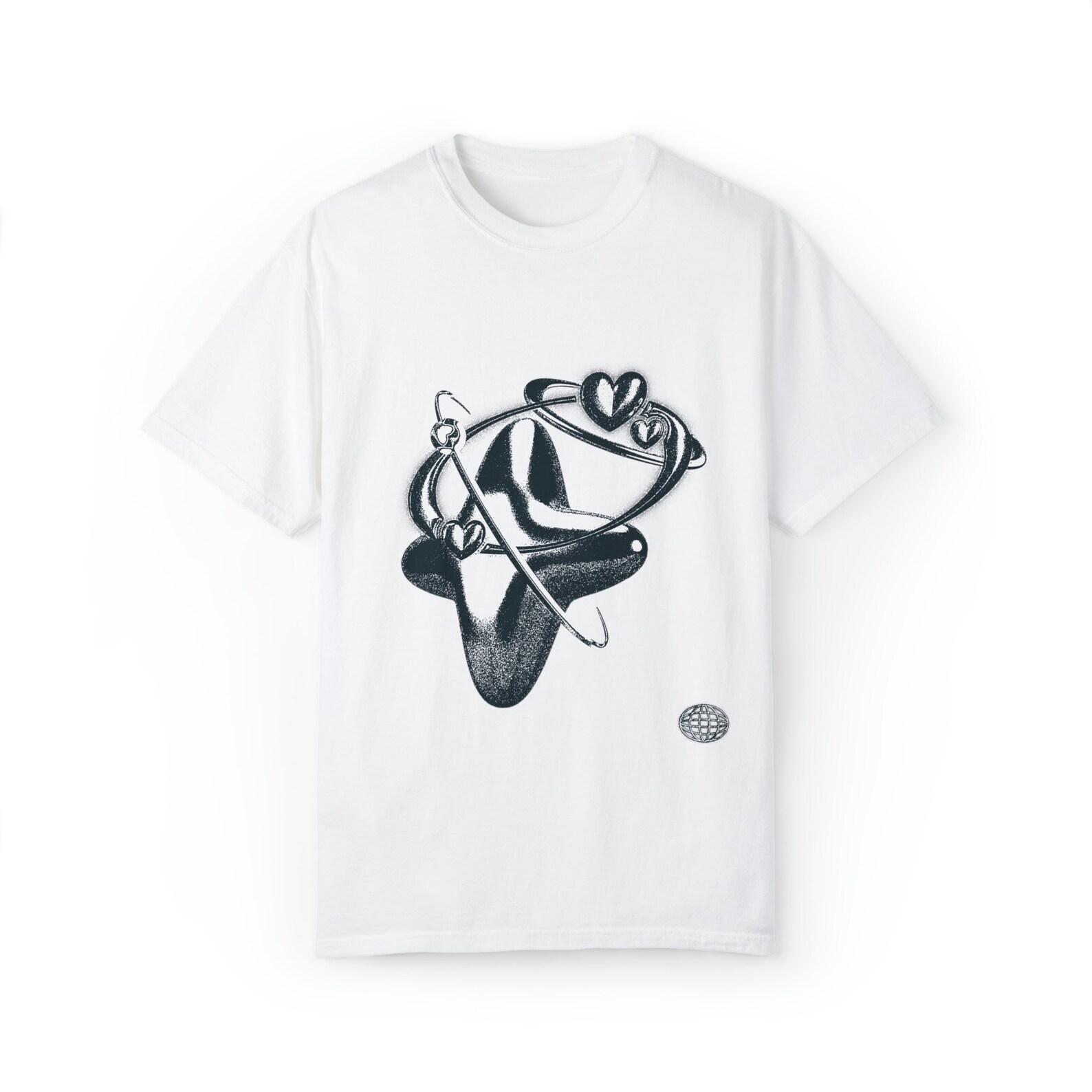 Y2K T-shirt, Cyber Y2K Tee, Garment Dyed, Harajuku Style, Chrome Tee ...