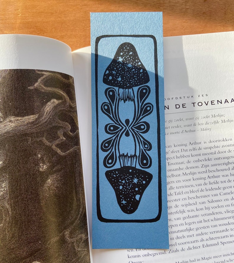Witches Mushrooms Bookmark mini Lino Print Fairytale and Spooky ...