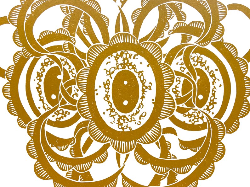 Abstract Mask Lino Print Stylized Fantasy Animal Face Handmade Linoleum ...