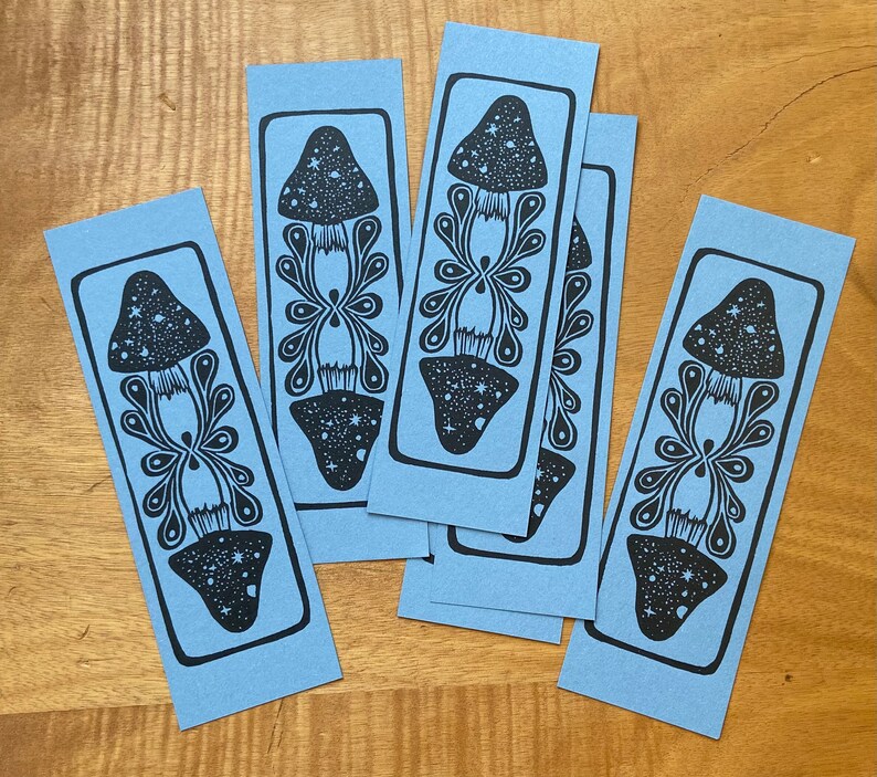 Witches Mushrooms Bookmark mini Lino Print Fairytale and Spooky ...