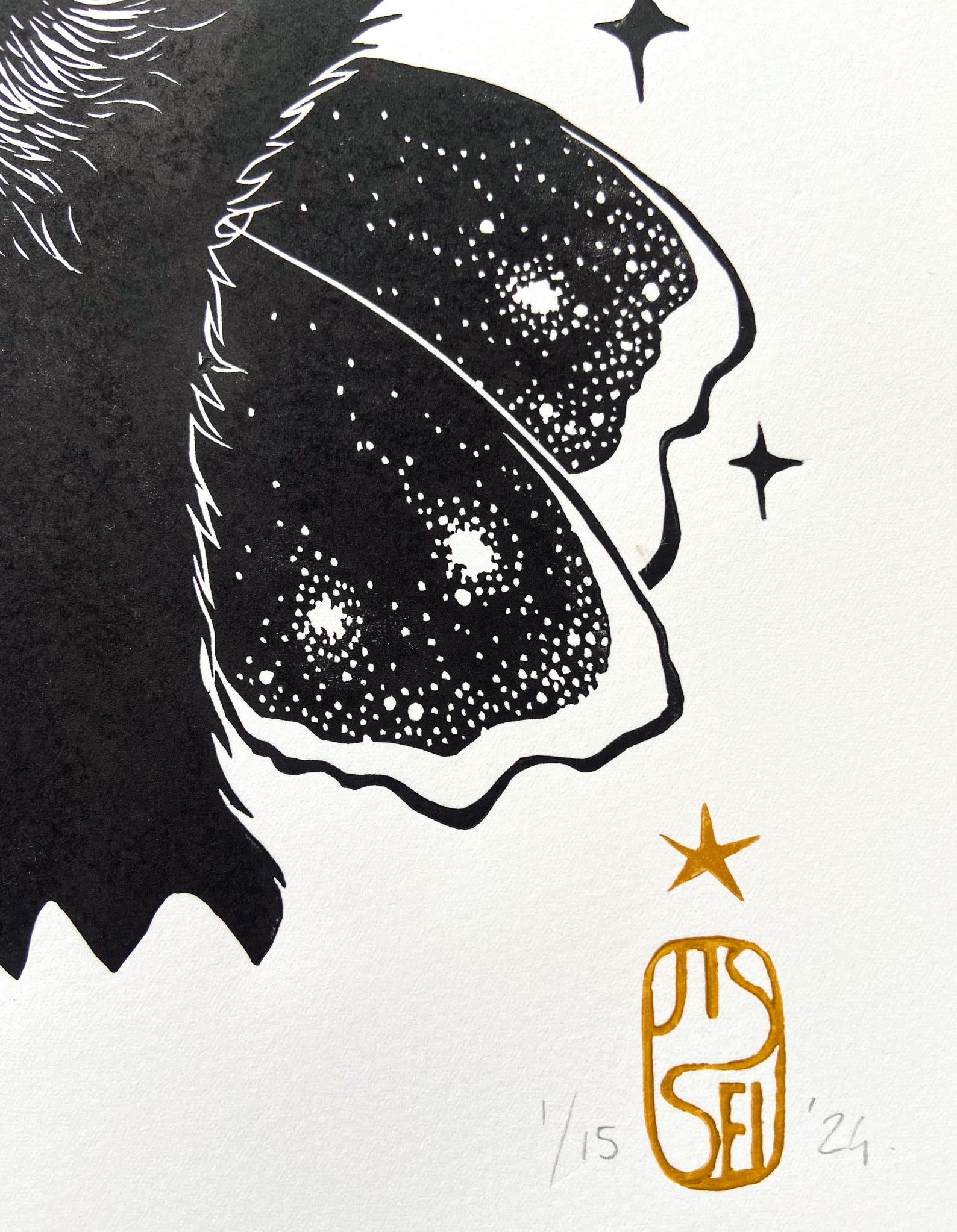 Monster Linocut Print - Handmade Black Gothic Illustration - Gift for ...