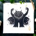 Monster Linocut Print - Handmade Black Gothic Illustration - Gift for ...