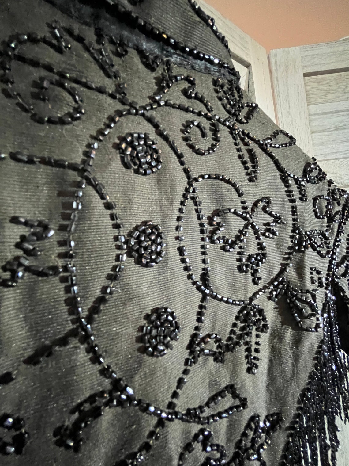 Antique Victorian Glass Beaded Mourning Capelet Shawl - Etsy