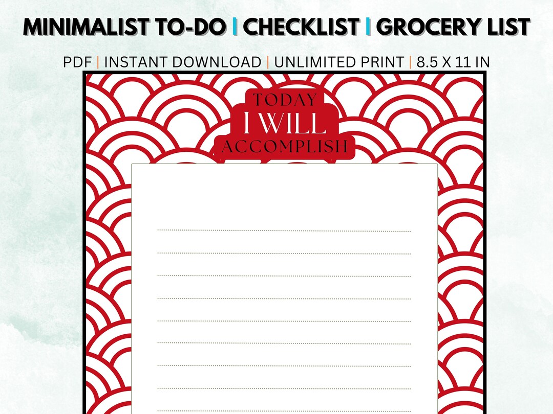 Red Wave to Do List - Minimalist Daily Planner / Grocery List ...