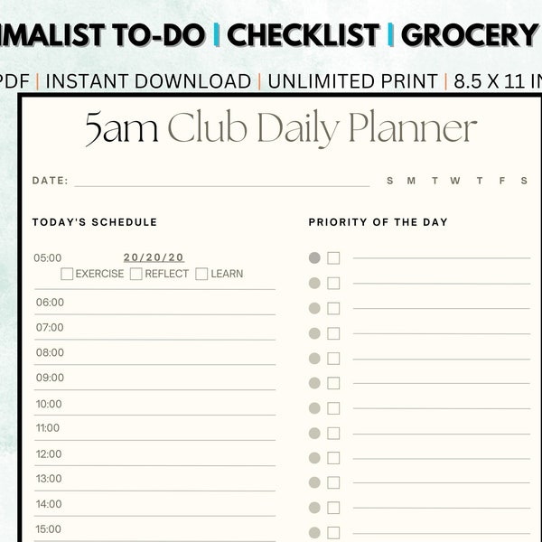 5am Planners Printable - Etsy