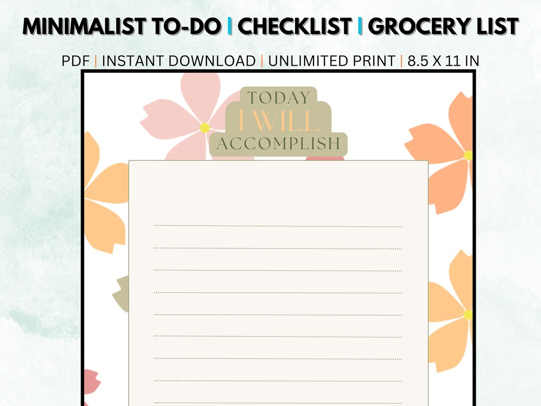 Spring Flowers to Do List - Minimalist Daily Planner / Grocery List ...