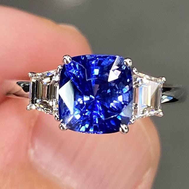 Fashion Big Blue Stone Ring Charm Jewelry Women CZ Wedding Rings ...