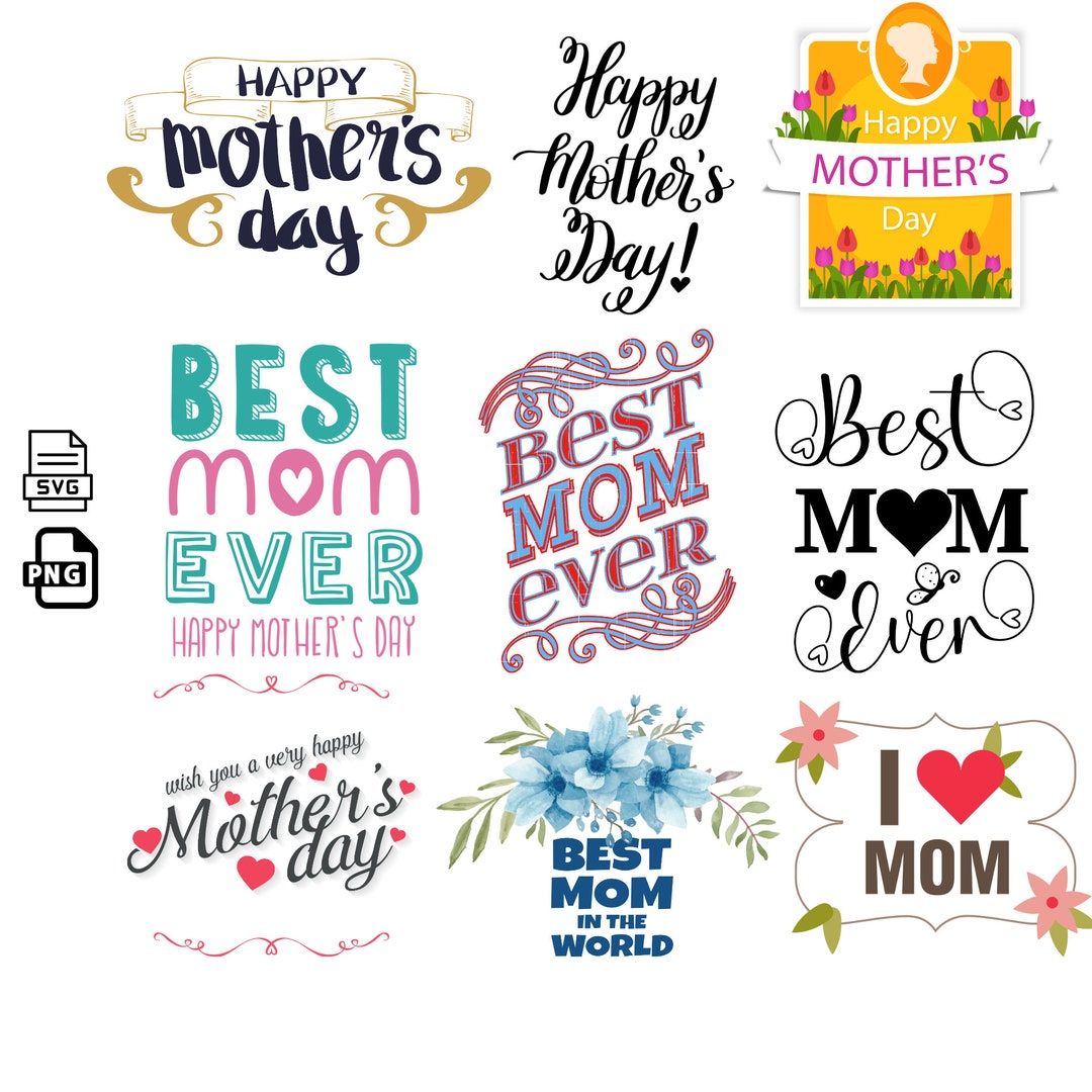 Happy Mothers Day , Mom Clip Art, Instant Download, 6 Pack Png-svg - Etsy