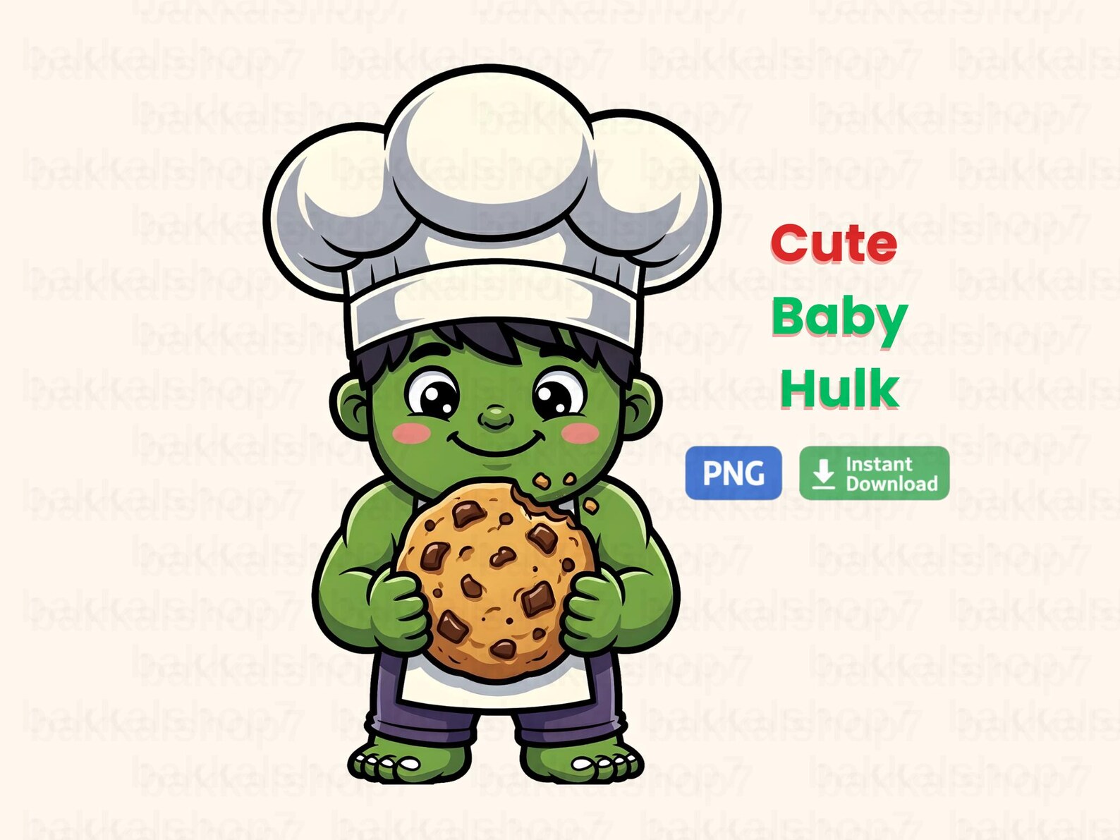 Cute Hulk Baker Kid PNG | Hero Cartoon Cookie Chef Clipart for Kids ...