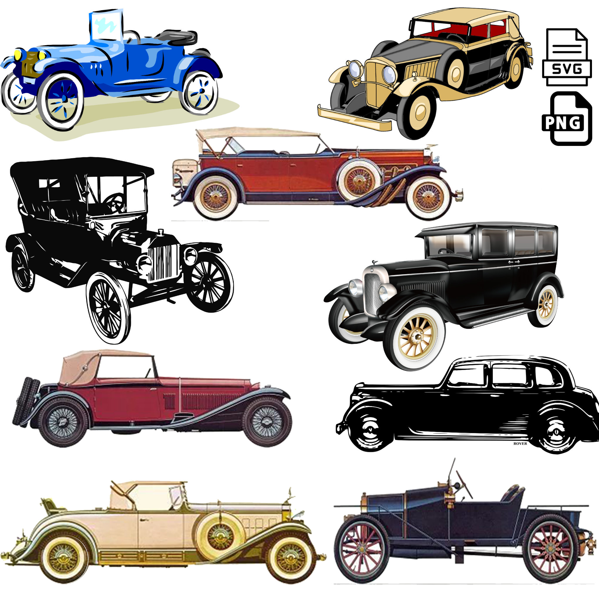 Vintage Car Bundle, Vintage Car Clipart Set, Png-svg - Etsy