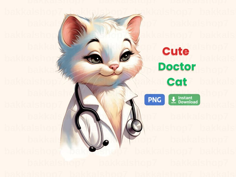 Cute Doctor Cat PNG Clipart | Vet Cat Illustration for Kids | Medical ...